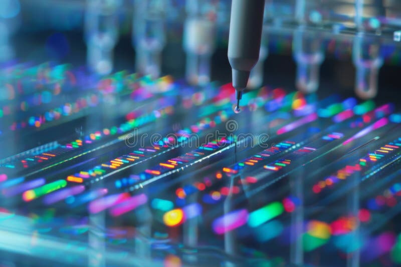 Electronic Instrument Analyzing Sample in Lab with Pipette Stock Image ...