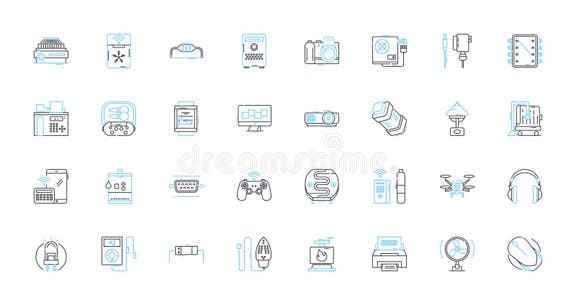 Electronic Integration Linear Icons Set. Technology, Connectivity ...