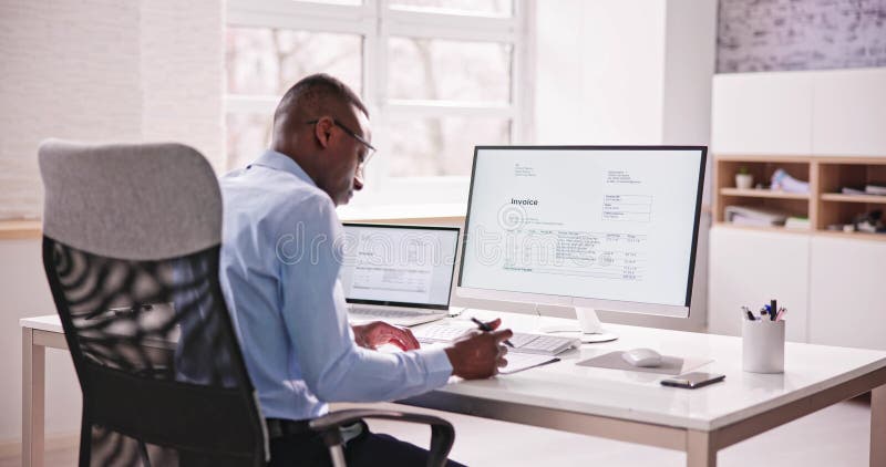 Electronic Invoice Accountant Software on Computer Stock Photo - Image ...