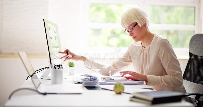 Electronic Invoice Accountant Software on Computer Stock Photo - Image ...