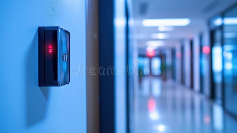 Electronic Keycard Reader Granting Access To Office Corridor Stock ...