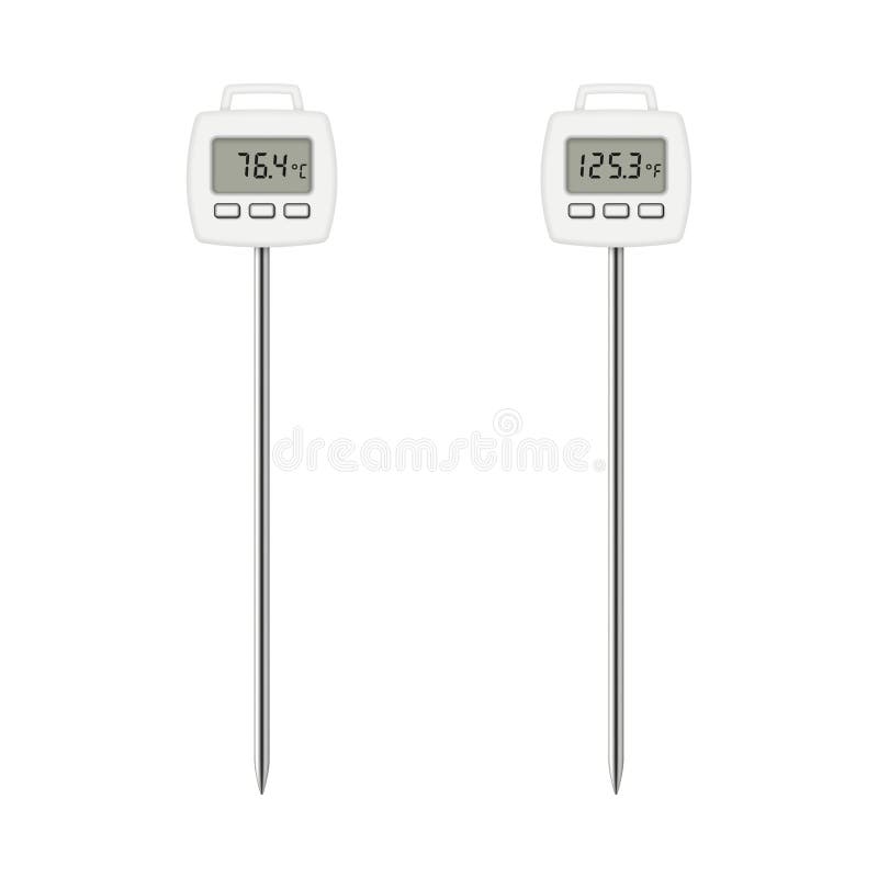 Electronic Kitchen Thermometer with Probe. Stock Vector - Illustration ...