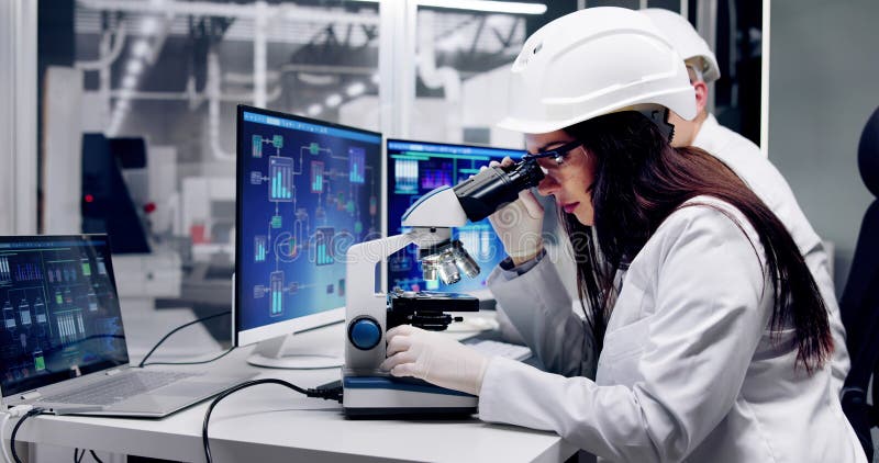 Electronic Lab Factory Worker Stock Photo - Image of lens, screen ...