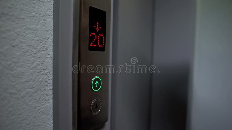 Electronic LCD Elevator Display Showing Twenty Floor Down, Automatic ...