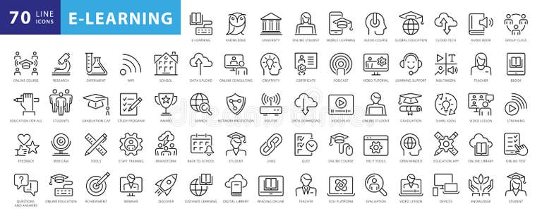Elearning Vector Icons Pack Stock Illustrations – 591 Elearning Vector Icons Pack Stock ...