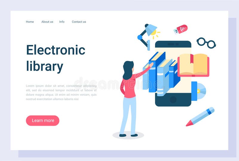 Electronic Library Books Set Vector Illustration Stock Vector ...