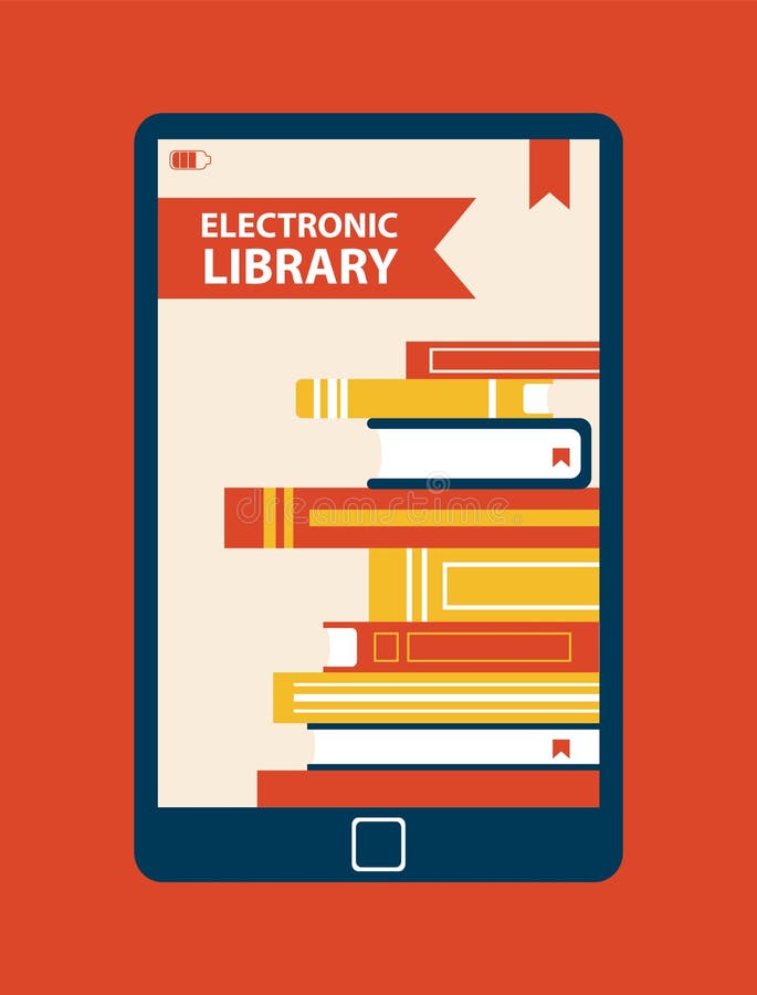 Electronic Library Poster Vector Illustration Stock Vector ...