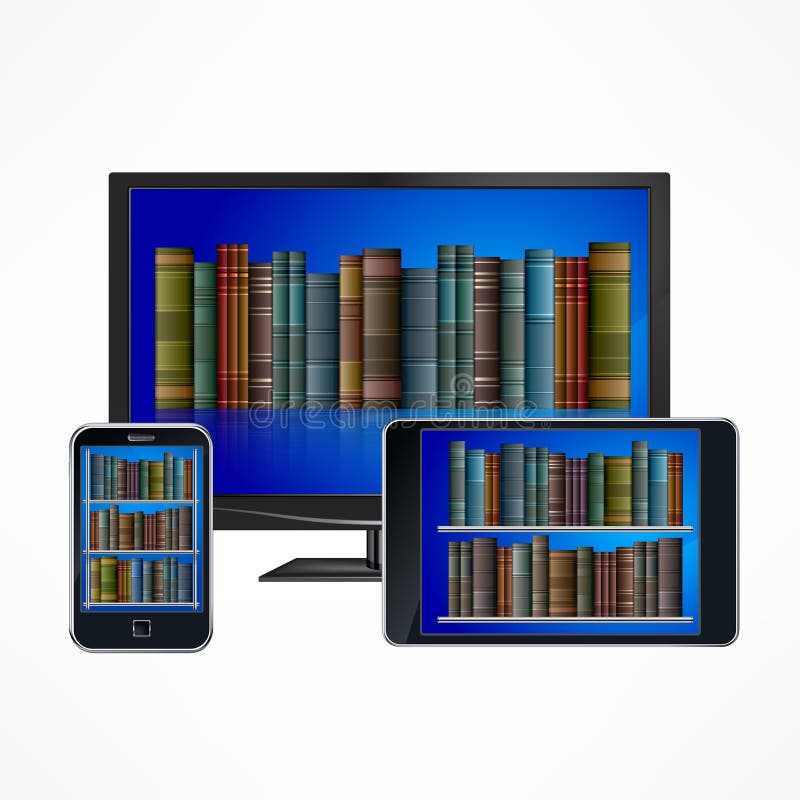 Electronic library stock illustration. Illustration of learning - 20230295