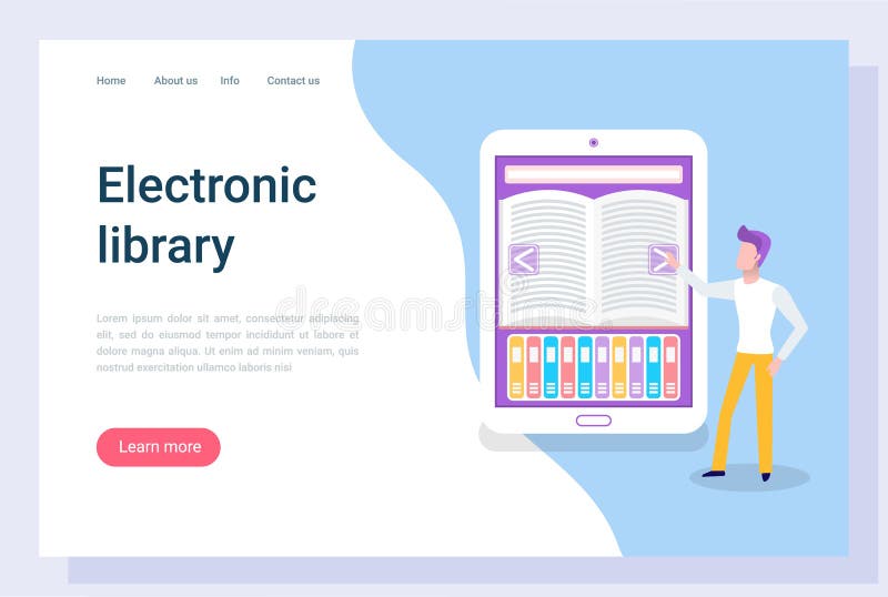 Website for Reading Online, Man and E-book Vector Stock Vector ...