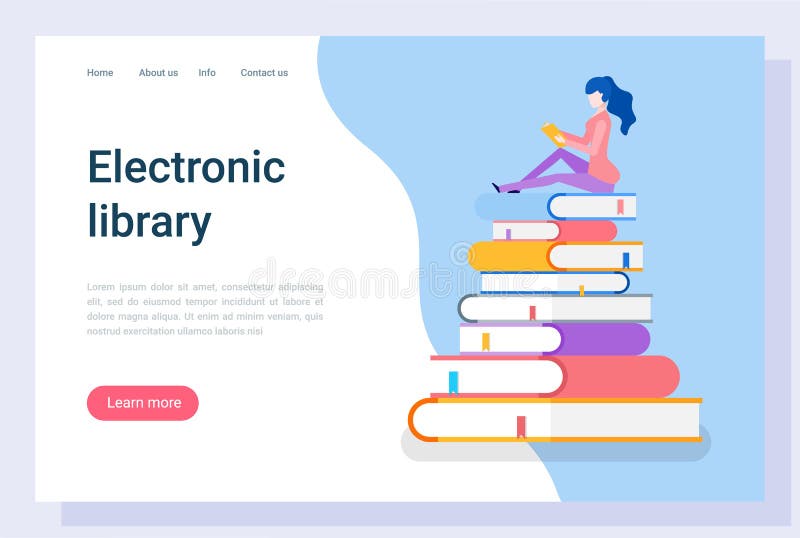 Electronic Library Student Reading Books Website Stock Vector ...