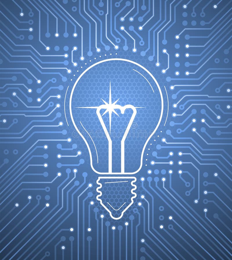 Electronic Lightbulb stock vector. Illustration of high - 87529312