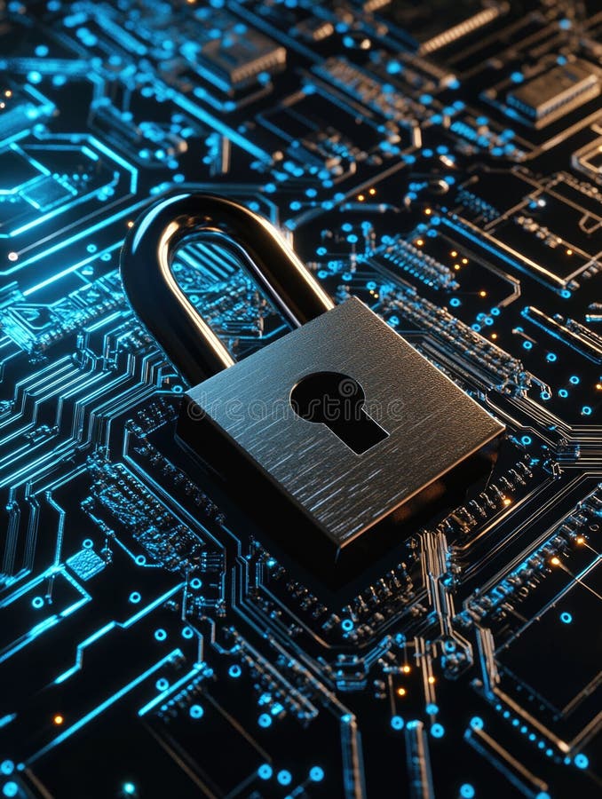 Electronic Lock on Circuit Board Stock Image - Image of cyber ...