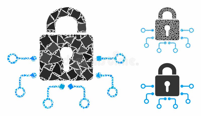Electronic Lock Mosaic Icon of Abrupt Parts Stock Illustration ...