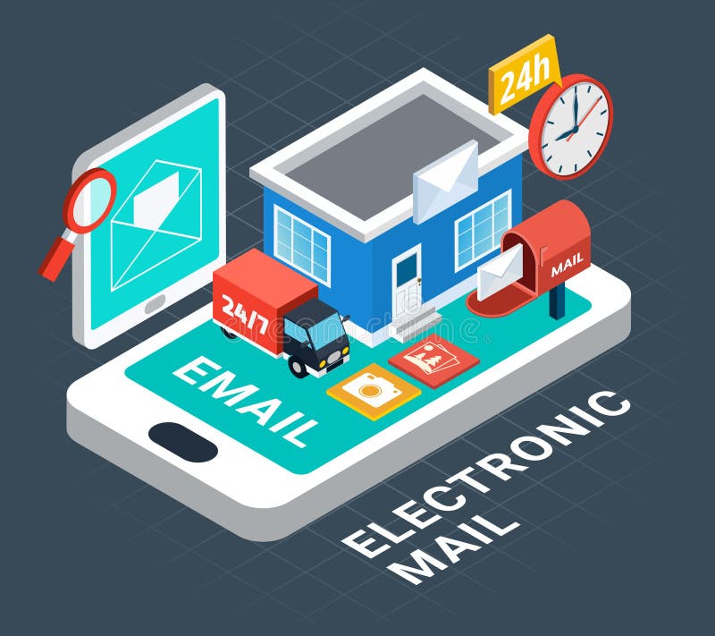 Electronic Mail Isometric Composition Stock Vector - Illustration of ...
