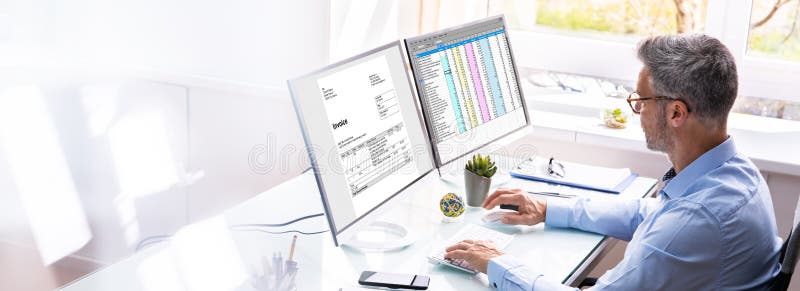 Electronic Medical Bill Manager in Office Stock Image - Image of ...