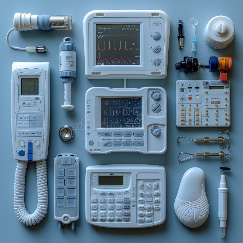 Electronic Medical Instruments Top View Stock Illustration ...