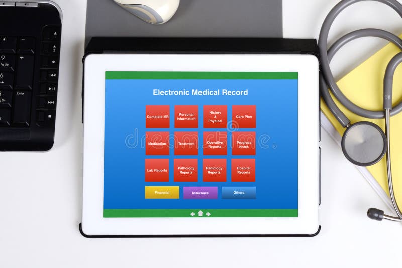Electronic Medical Record Display on Tablet Computer Screen. Stock ...