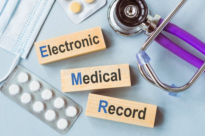 Electronic Medical Record Words on Wooden Blocks. Medical Concept Stock ...