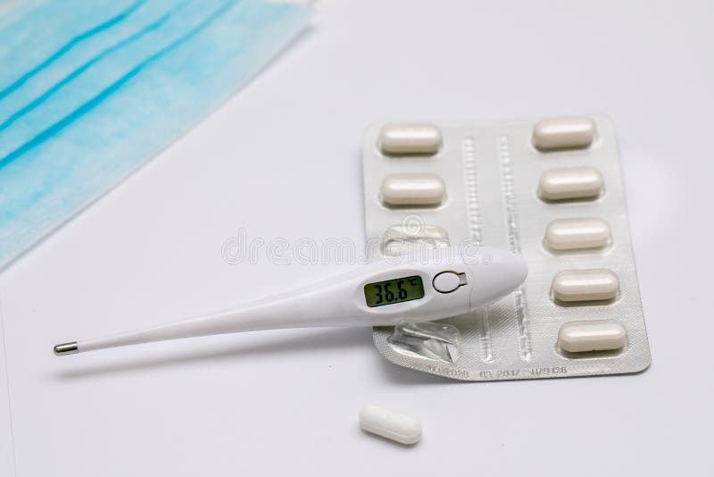 Electronic Medical Thermometer Showing the Temperature of 36.6 C Stock ...