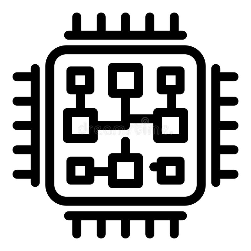 Electronic Microchip Scheme Icon Representing Semiconductor Technology ...