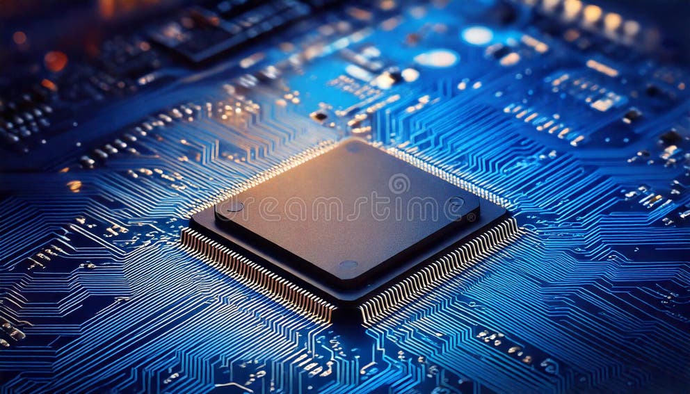 Electronic Microchip with Tiny Components and CPU Core Stock ...