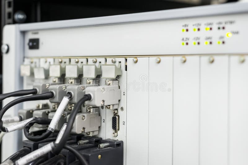 Electronic Module with a Lot of Connected Cables and Connectors. Stock ...