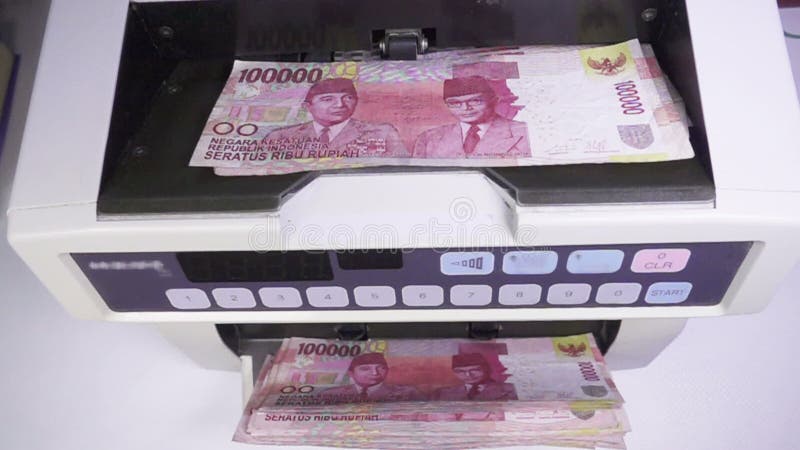 Electronic Money Counter Machine is Counting Mauritius Rupees Stock ...