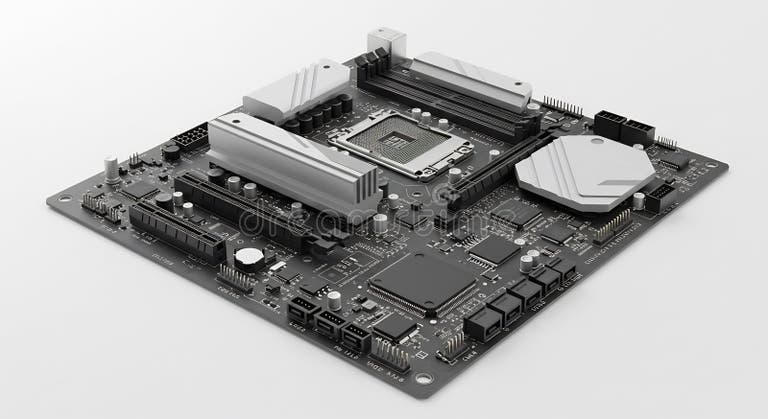 Electronic Motherboard on White Background for Tech Builds Stock ...