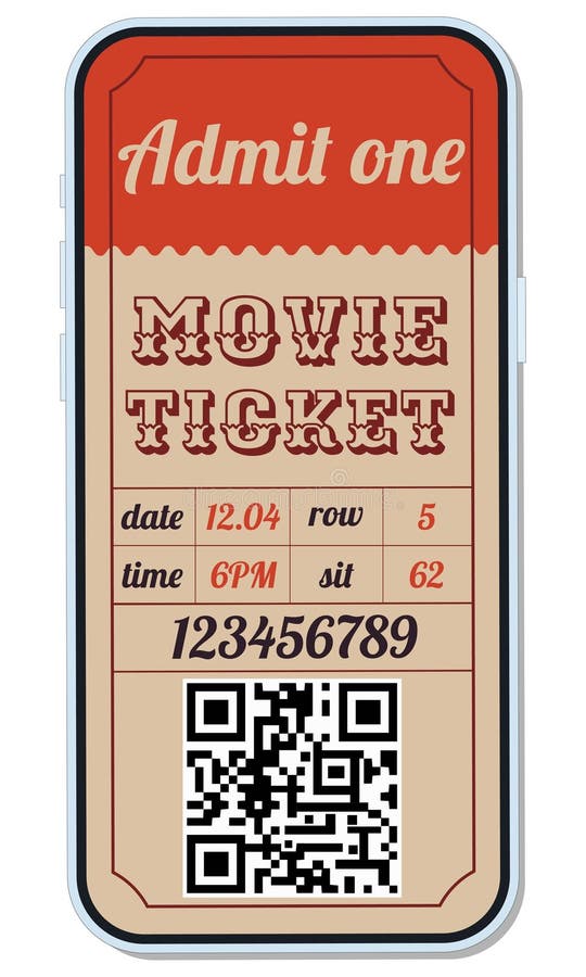 Electronic Movie Ticket Template on Your Phone. Stock Illustration ...