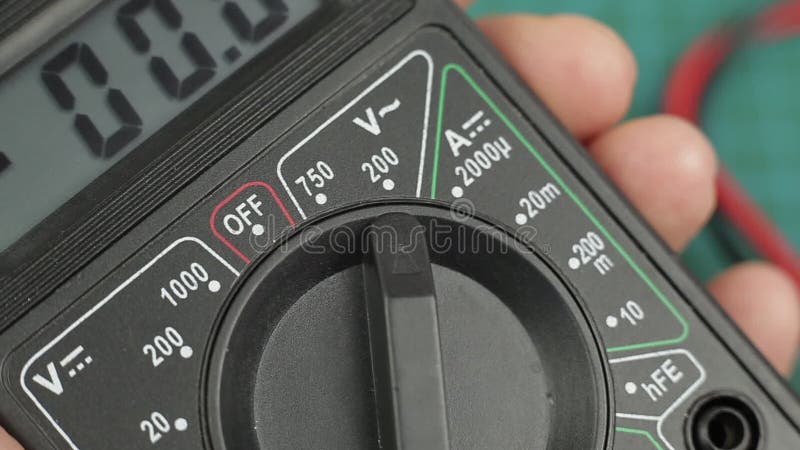 Electronic Multimeter Tool Power on. Ready for Voltage Measuring. Close ...
