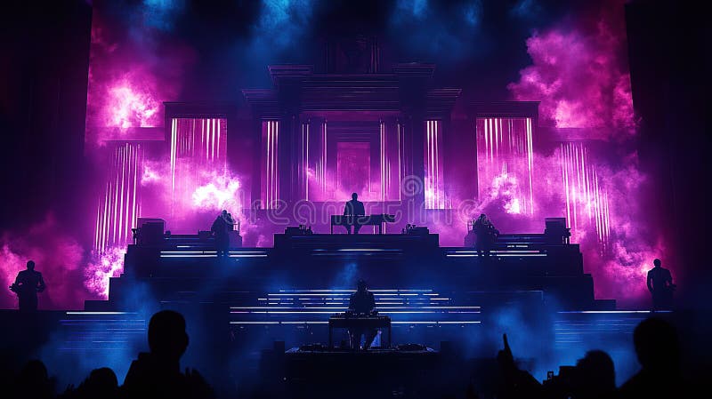 Electronic Music Concert Stage Vibrant Lighting Smoke Effects Stock ...