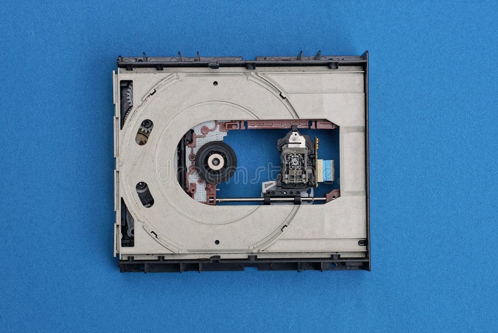 Electronic Optical Drive with Laser on Blue Table Stock Image - Image ...