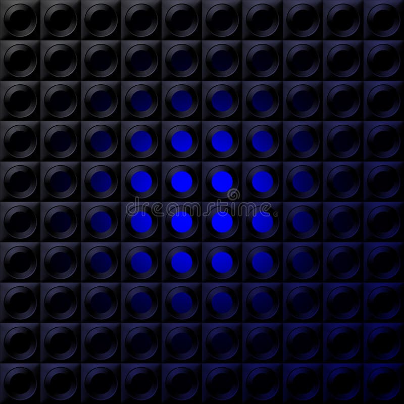 Electronic Panel with Cells and Blue Neon Light Seamless Texture. 3D ...