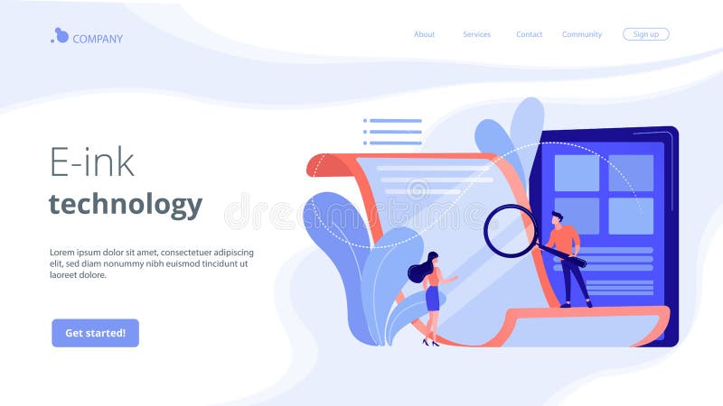 Electronic Paper Concept Landing Page. Stock Vector - Illustration of ...