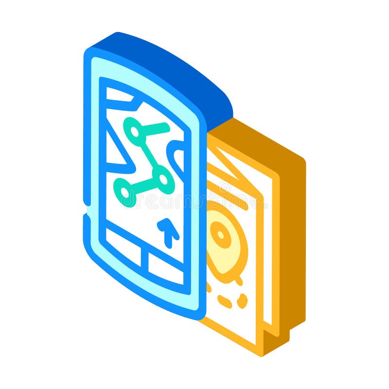 Electronic and Paper Maps Isometric Icon Vector Illustration Stock ...