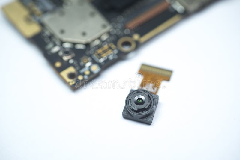 Electronic Part of Camera Mobile Lens and Circuit Board Stock Image ...