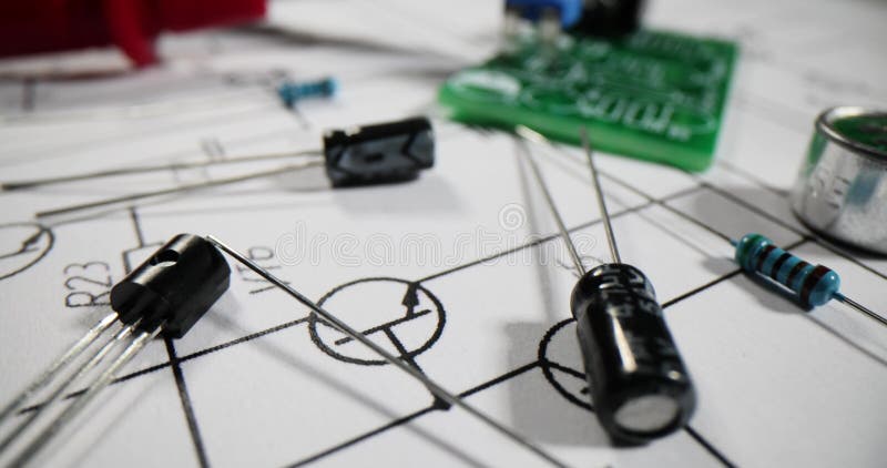 Electronic Parts on Circuit Drawing Stock Footage - Video of chip ...