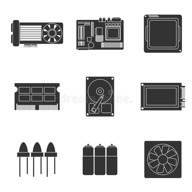 Electronic parts icons stock vector. Illustration of engineering - 73168671