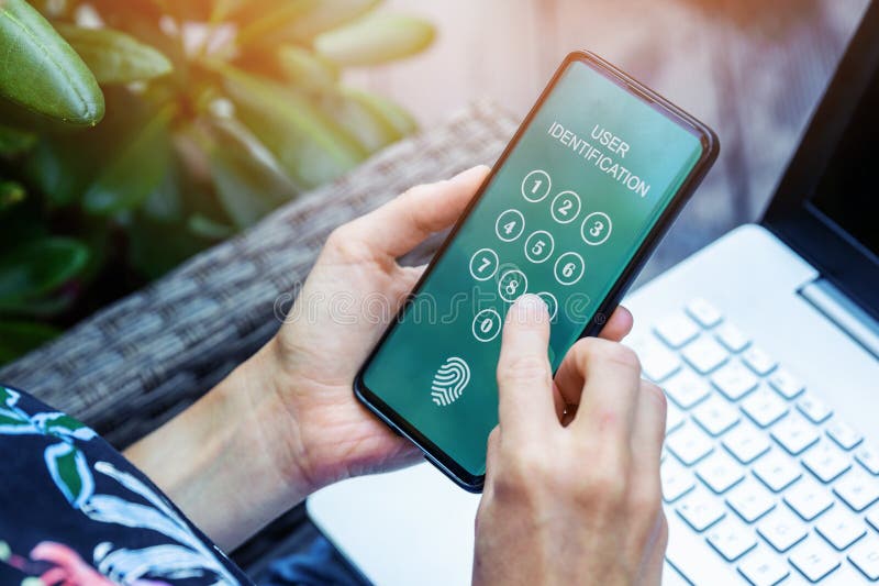 Entering Pin Code in Mobile App for Person Identification Stock Image ...