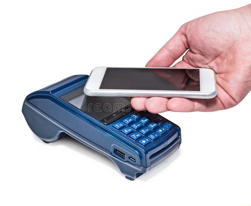 Electronic Payment Terminal. Payment Transaction with Smartphone Stock ...