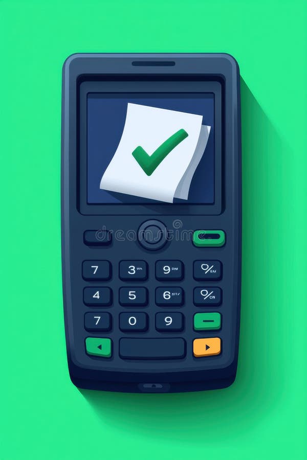 Electronic Payment Terminal Showing Successful Transaction with Printed ...