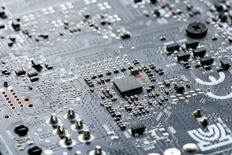Electronic PCB Printed Circuit Board in Macro Close-up Stock Photo ...