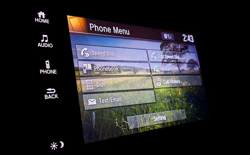 Electronic Phone Menu Message on Car Electronic Dashboard Editorial ...