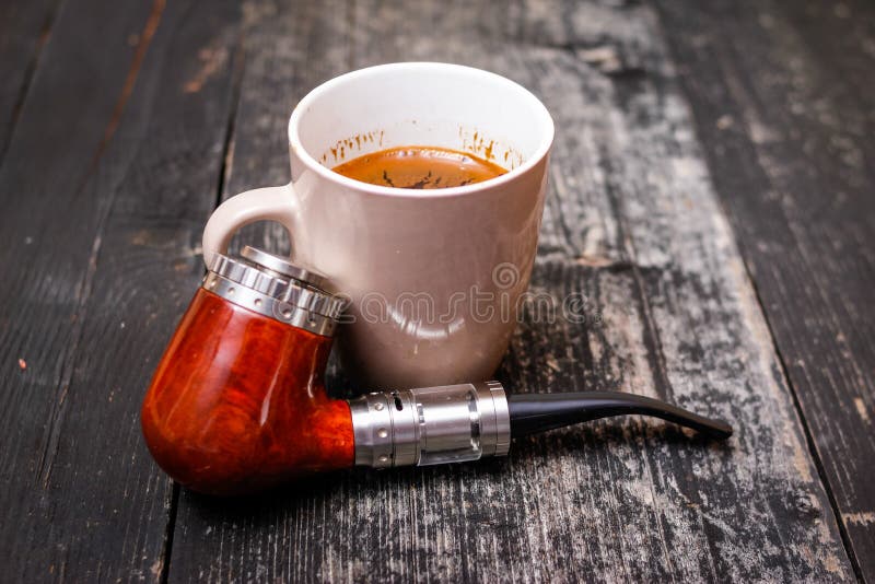 Electronic Pipe and Cup of Coffee Stock Photo - Image of espresso, pipe ...