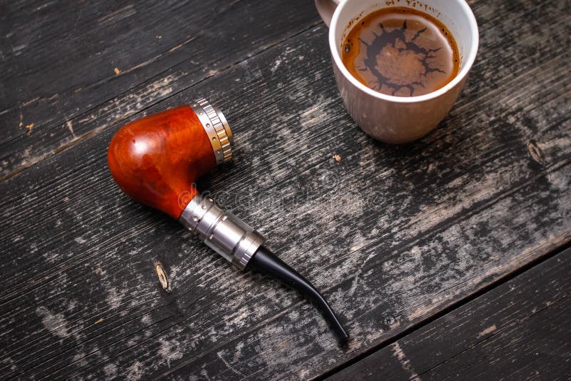 Electronic Pipe and Cup of Coffee Stock Photo - Image of brown ...