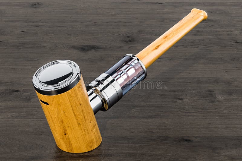 Electronic Pipe, E-pipe on the Wooden Background. 3D Rendering Stock ...