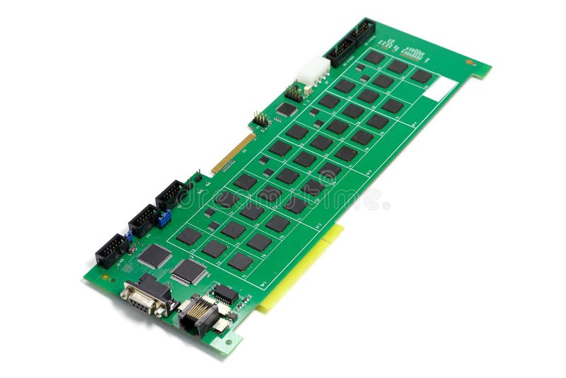 Electronic Printed Circuit Board with Optic Connectors Attached and ...