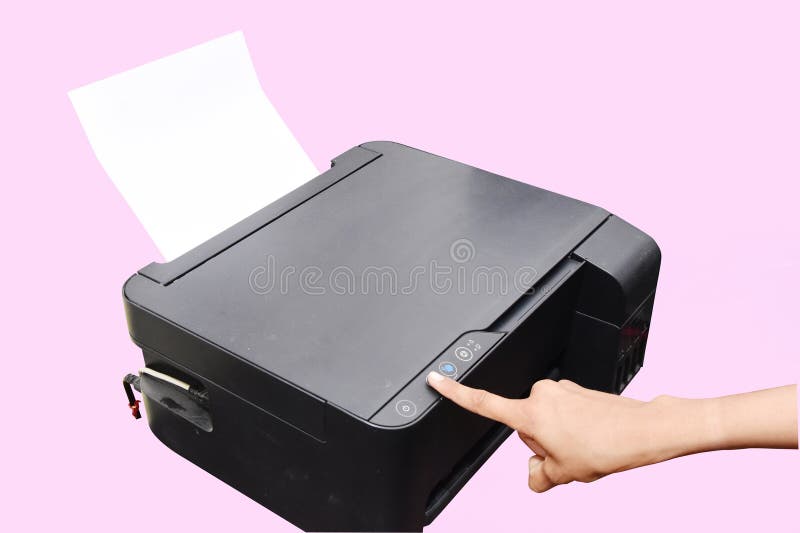 Electronic Printer Scan Machine with Hand Pink Background Stock Image ...