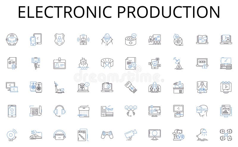 Electronic Production Line Icons Collection. Learning, Development ...