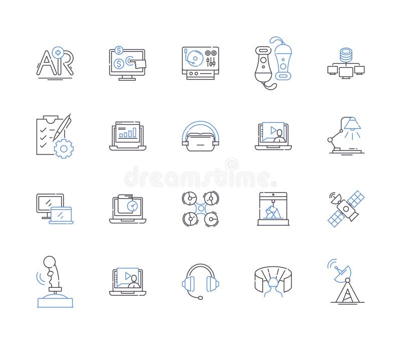 Electronic Production Line Icons Collection. Computer Manufacturing ...
